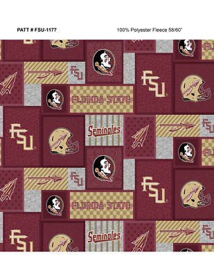 Florida State FSU Seminoles Patchwork Fleece Fabric-Fleece Blanket ...