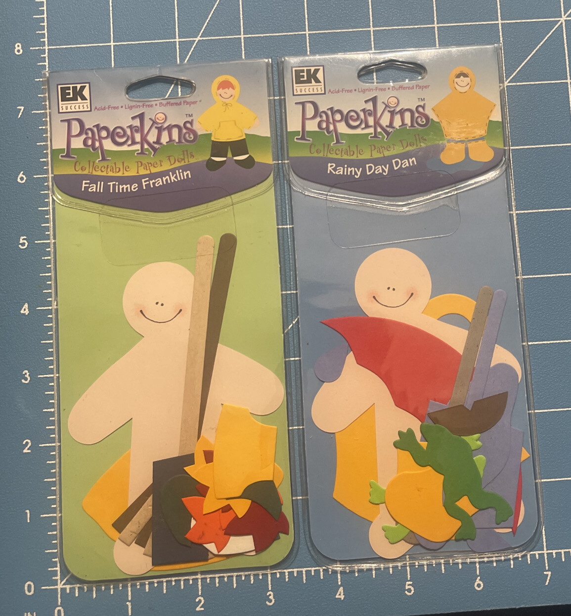 New EK Success Paperkins Paper Dolls Lot Rainy Day Dan & Fall Time ...