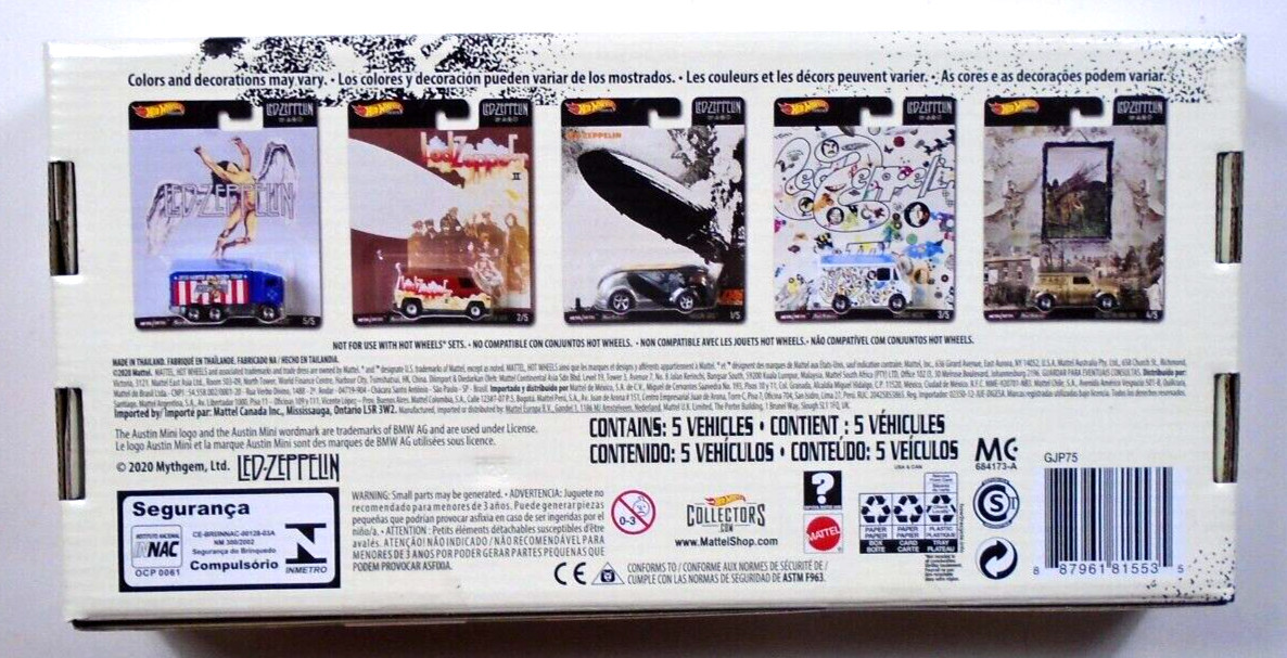 Mattel Hot Wheels Led Zeppelin Collector Edition 5-Car Premium Set