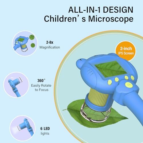 Kids Portable Handheld Microscope, 2024 New Multi-Functional Pocket ...