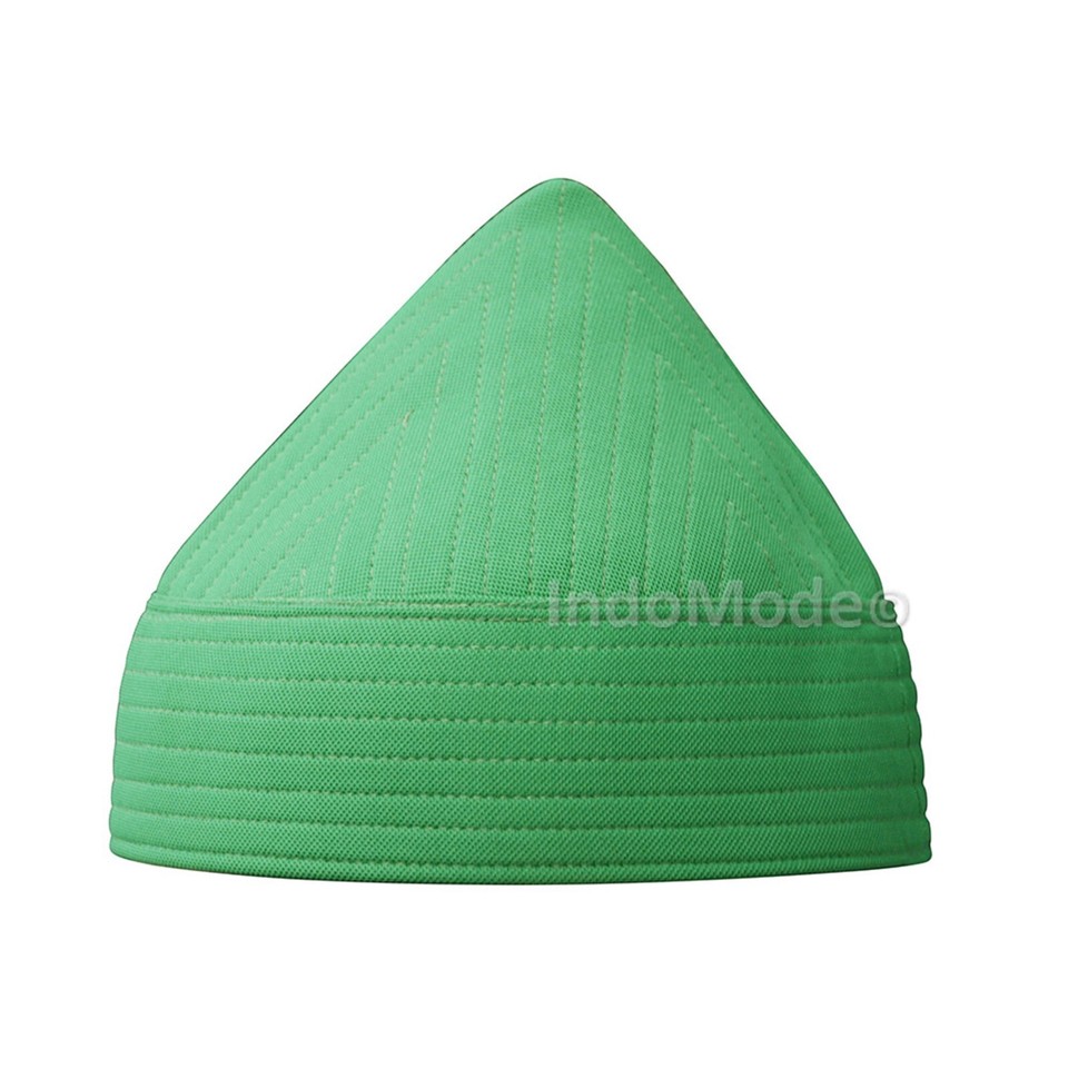 Green Semi-rigid Kufi Hat Soft Handcrafted Tall Naqshbandi Muslim ...