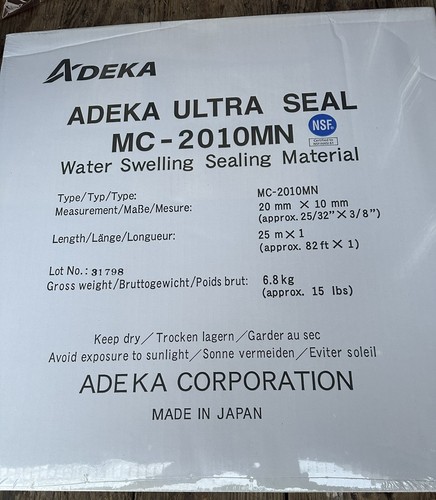 Concrete Expansion Joint Water Swelling Rubber Adeka Ultra Seal MC ...