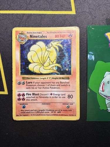 Pokémon Card NINETALES 12/102 SHADOWLESS Base Set RARE HOLO 093🔥MP HP ...