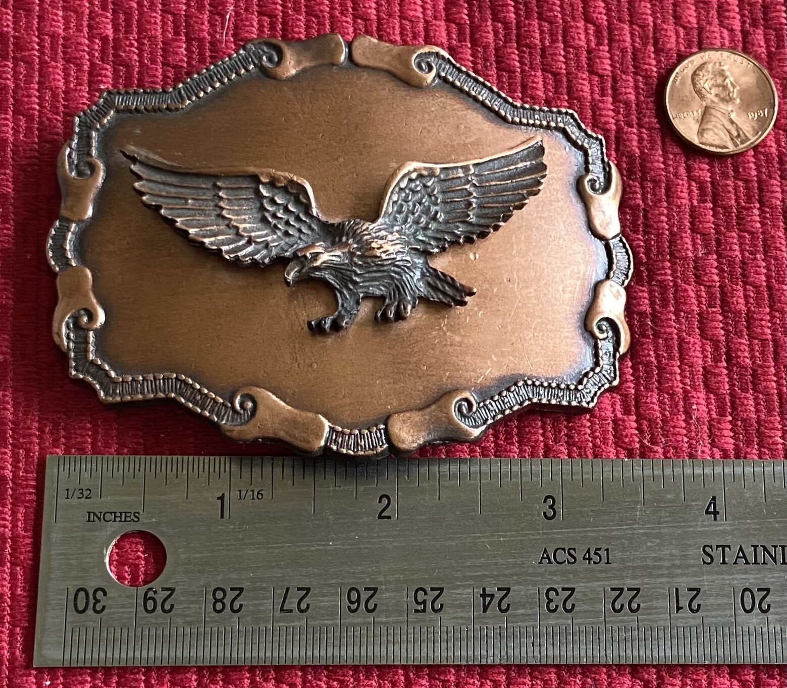 EAGLE HAWK WINGED BIRD RAPTOR VINTAGE BELT BUCKLE PAT… - Gem