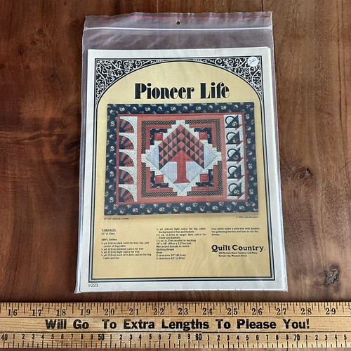 Quilt Country PIONEER LIFE pattern 32"x42" wall hanging Log Cabin Pine ...