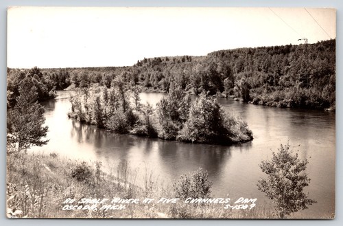 Oscoda Michigan~Au Sable River @ 5 Channels Dam~1940s RPPC | eBay