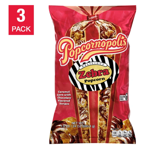 Popcornopolis Zebra Popcorn 24 oz, 3-count | eBay
