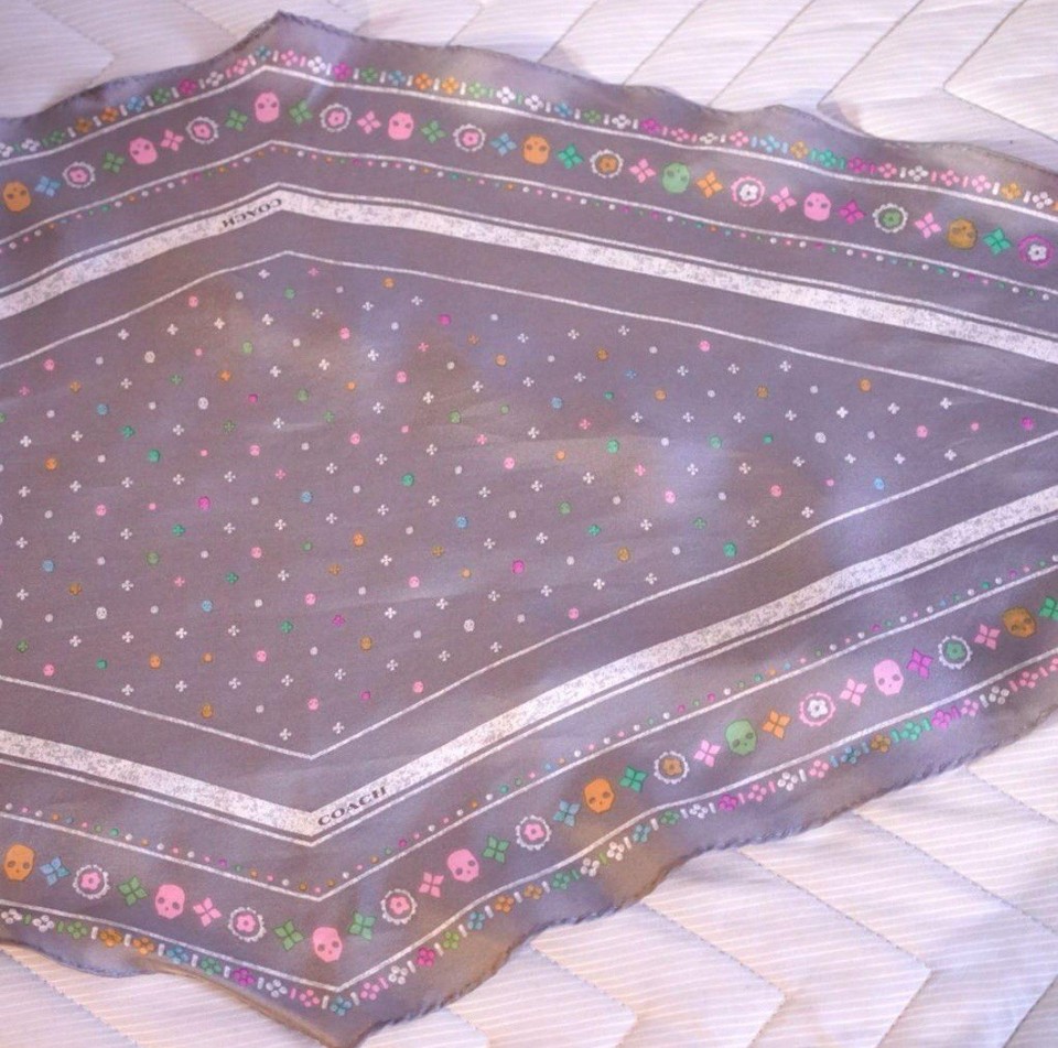 Coach Skull Flower Bandana Pattern Silk Scarf Diamond Shape | eBay