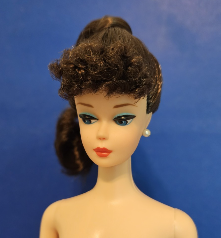 Vintage Barbie BRUNETTE #5 Ponytail NUDE Doll Curly Poodle BANGS ...