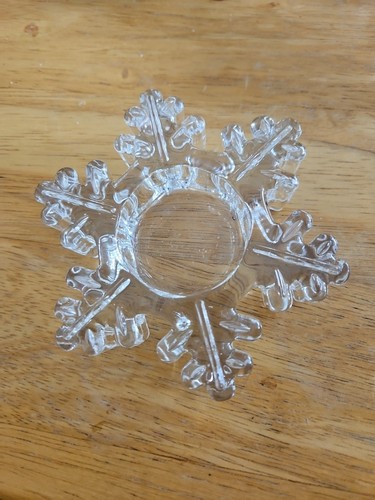 Partylite Glass Snowflake Candle Holder, 4.5" Wide 1.25" Tall, With ...