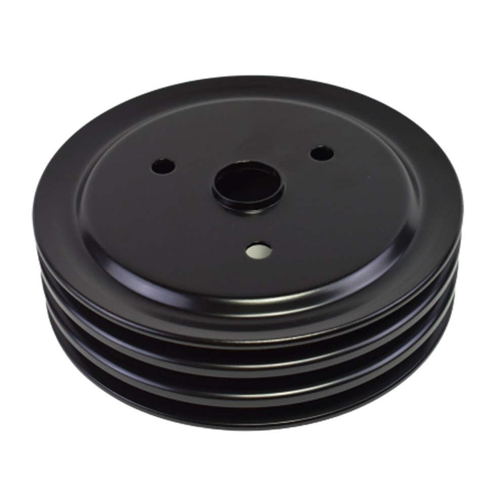SBC Small Block Chevy Black SWP ShortWater Pump Pulley 2+3 Groove Power ...