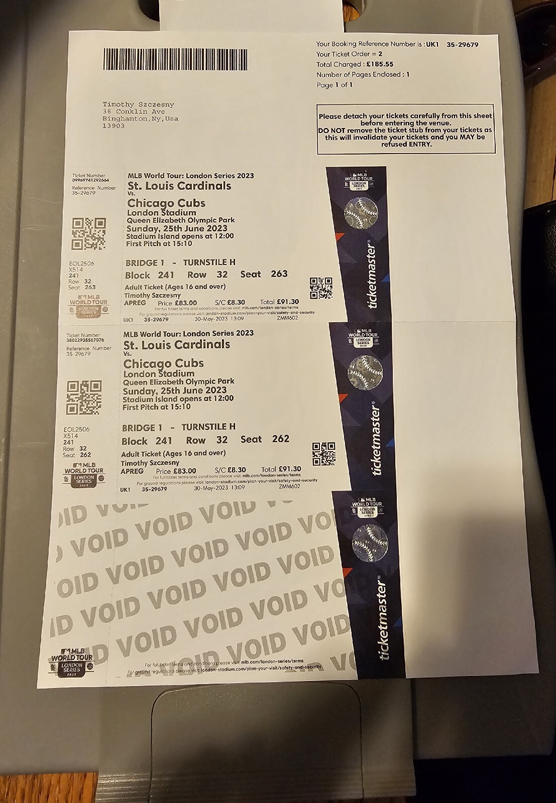 St. Louis Cardinals Vs Chicago Cubs Ticket Stubs London 2023. Full ...