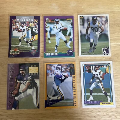 6 Football Card Lot Cris Carter Vikings Skybox Gatorade UD Topps | eBay