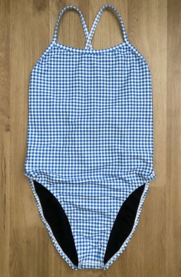 JOLYN 30 CHECKY Jackson 4 Tie Back Blue White Checker Swimsuit One ...