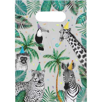 Wild Jungle Plastic Loot Bags 8 Pack Zoo Safari Animal Birthday Party ...