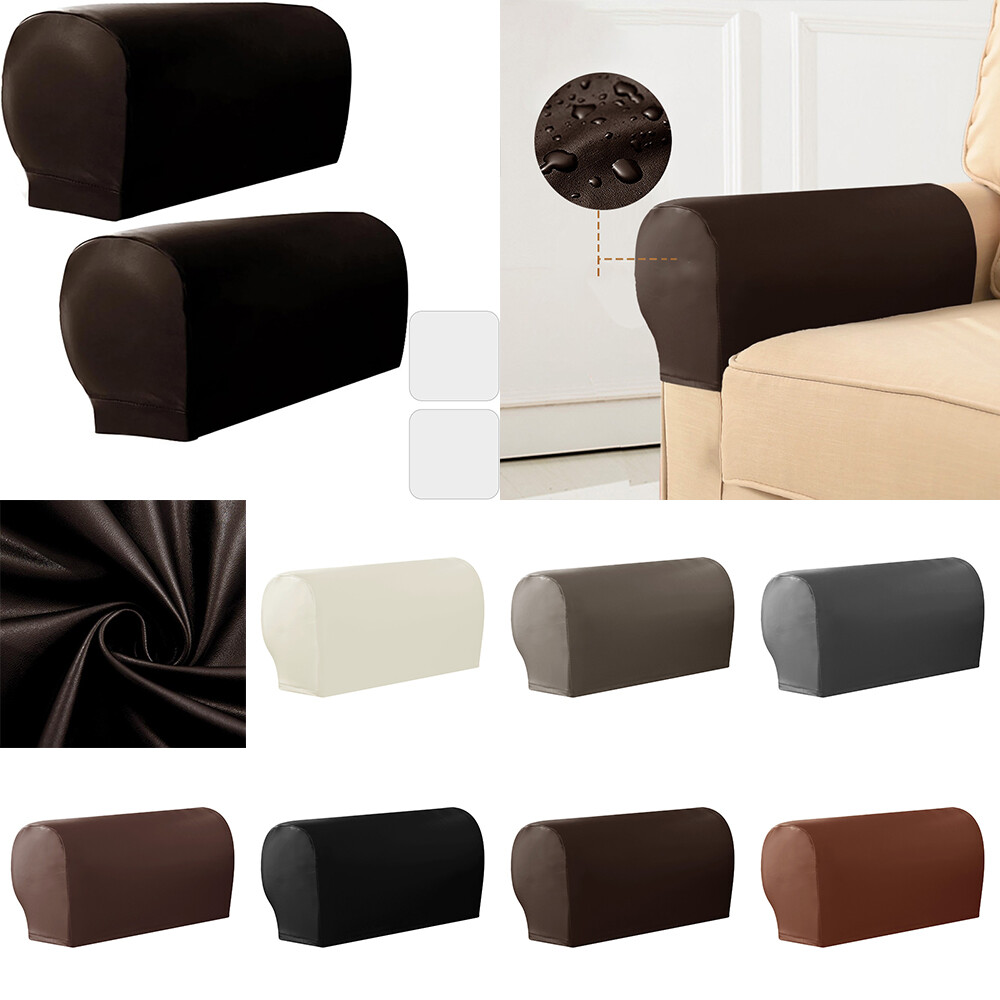 PU leather Sofa Armrest Cover Stretch Anti-Slip Chairs Couch Arm ...