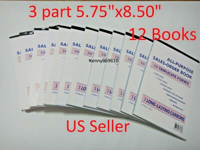 12X-3 part Sales Order Book Receipt Invoice Triplicate 30 sets Form 5. ...