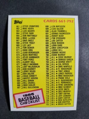 1985 Topps CHECKLIST 661 - 792 card # 784 [C2] | eBay
