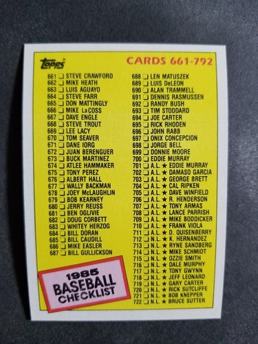 1985 Topps CHECKLIST 661 - 792 card # 784 [C2] | eBay