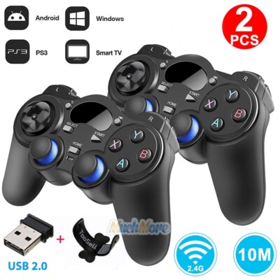 2x 2.4G Wireless Gamepad Android Controller Joystick For Raspberry PC ...