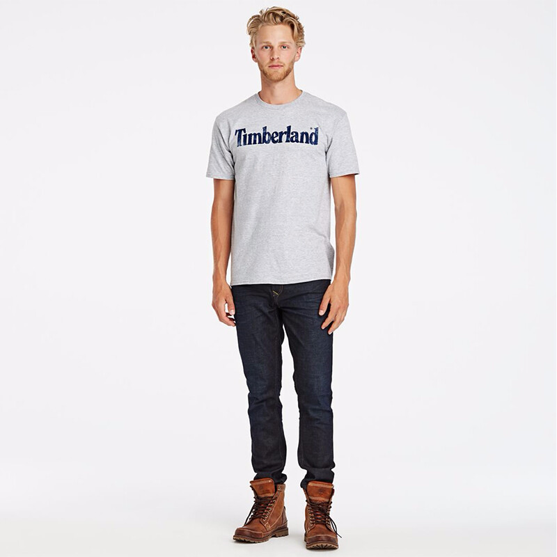 NWT Timberland Men's Faded Linear Logo Short Sleeve Crew Neck T-Shirt ...