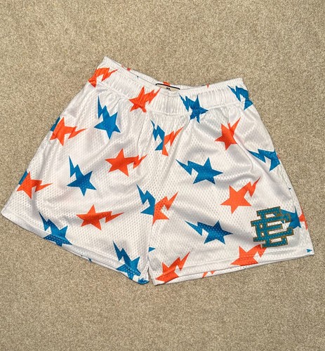 Eric Emanuel Mens White Lightning Stars Athletic Shorts Size M | eBay