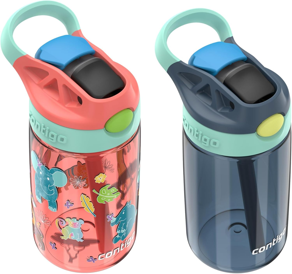 Aubrey Kids Water Bottle, 20Oz, Juniper/Limelight, Spill-Proof Lid ...
