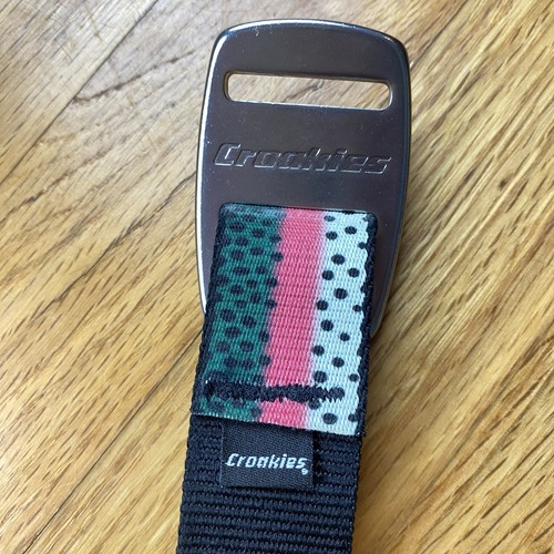 Croakies Belt Polyester Web Green Pink Rainbow Trout Hiking Outdoor Fly ...