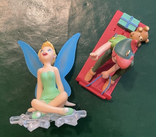 Vintage Disney Peter Pan On Sled And Tinker Bell Snow Christmas ...