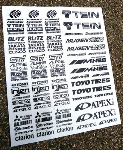10th scale RC Drift stickers decals black on clear vinyl drift sponsor ...