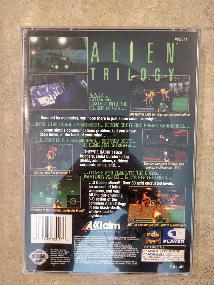 Alien Trilogy Sega Saturn - US Version - CIB w/ Case and Manual (with ...