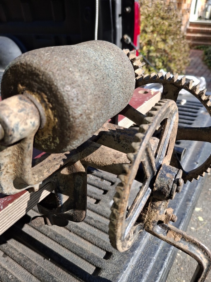 Antique Hand Crank Sickle Bar Tool Whetstone Sharpener Farm Tool | eBay