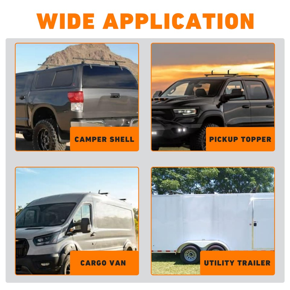 72" Adjustable Pickup Truck Topper Ladder Roof Rack Camper Shell for ...