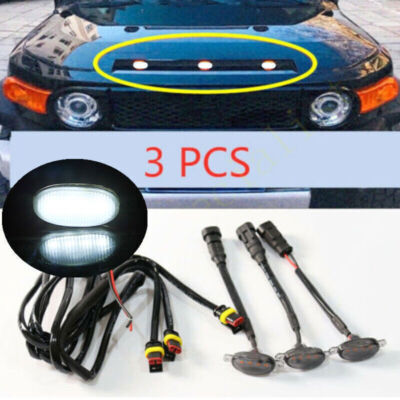 For Toyota FJ Cruiser 07-14 Raptor Style White LED Lamps Front Grill ...