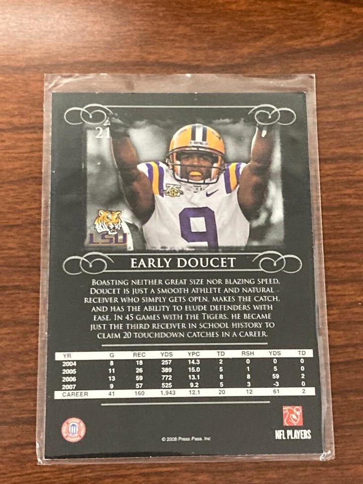 EARLY DOUCET 2008 PRESS PASS LSU TIGERS CARD #21 | eBay