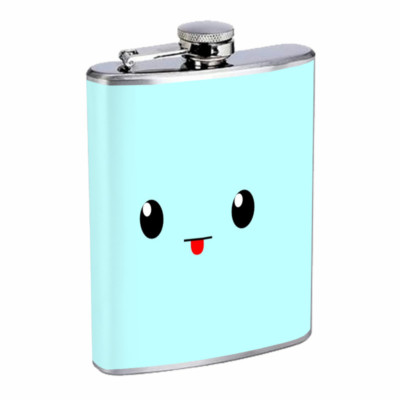 Cute Blue Tongue Face Em1 Flask 8oz Stainless Steel Hip Drinking ...