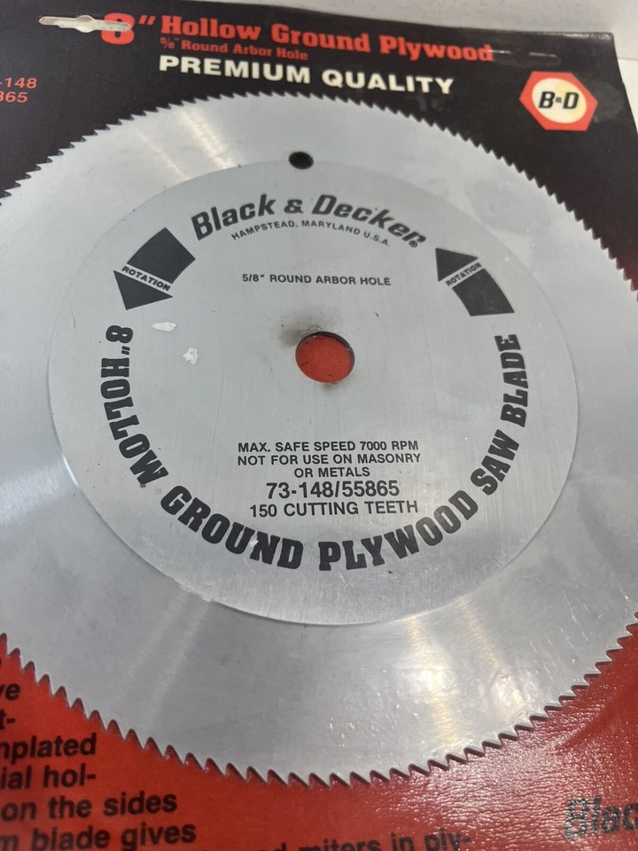- Black & Decker 8 Inch Plywood Saw Blade 5/8 Arbor Hole New Table ...