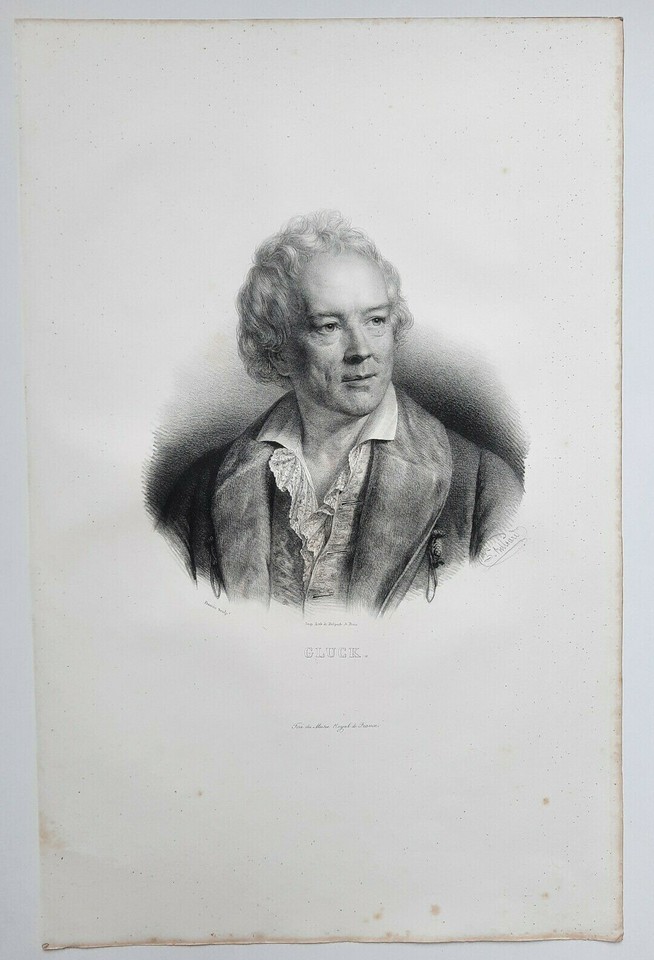 CHRISTOPH WILLIBALD GLUCK Portrait LITHOGRAPHIE Belliard DELPECH ...