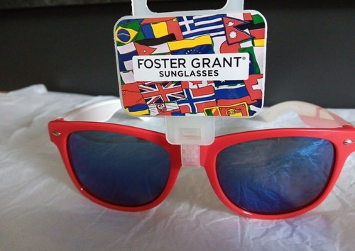 FOSTER GRANT RED ENGLAND SUNGLASSES ST GEORGE CROSS FLAG ON ARM EURO ...