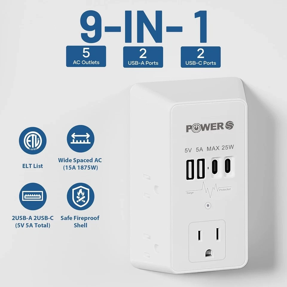 Electrical Outlet Extender with USB Ports (2C2A), Snug Wall Outlet ...