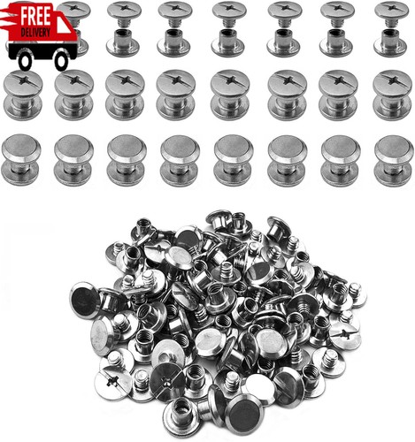 100 Pcs 304 Stainless Steel Chicago Screws 50 Sets 5x4mm for Leather ...