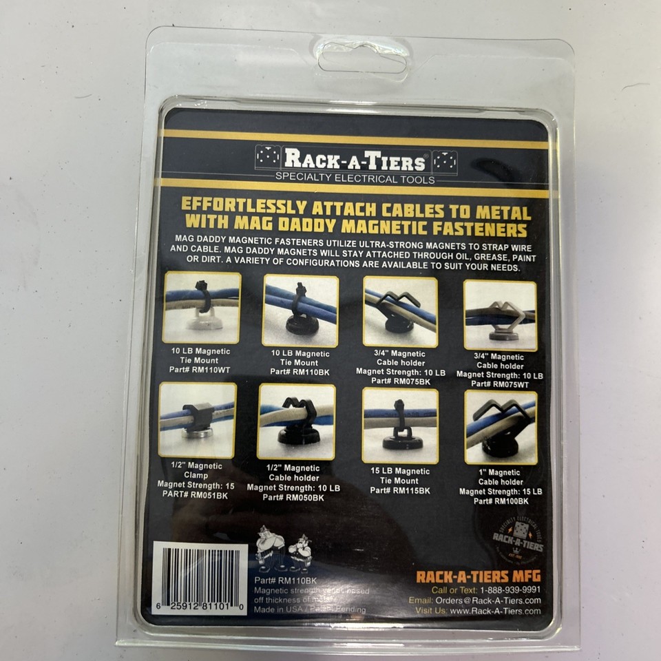Rack-A-Tiers Mag Daddy Zip Tie Mount Black 10Lb 10Pk RM110BK | eBay