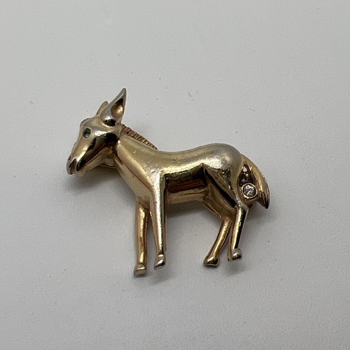 Vintage Gold Tone Donkey Rhinestone 1.25” Brooch Pin (6766) | eBay