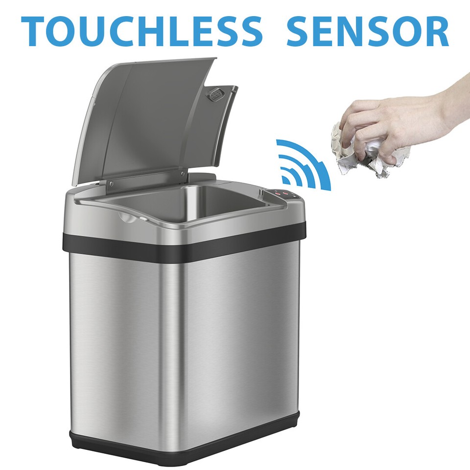 2.5 Gallon Automatic Sensor Can Stainless Steel Touchless Bathroom Home ...