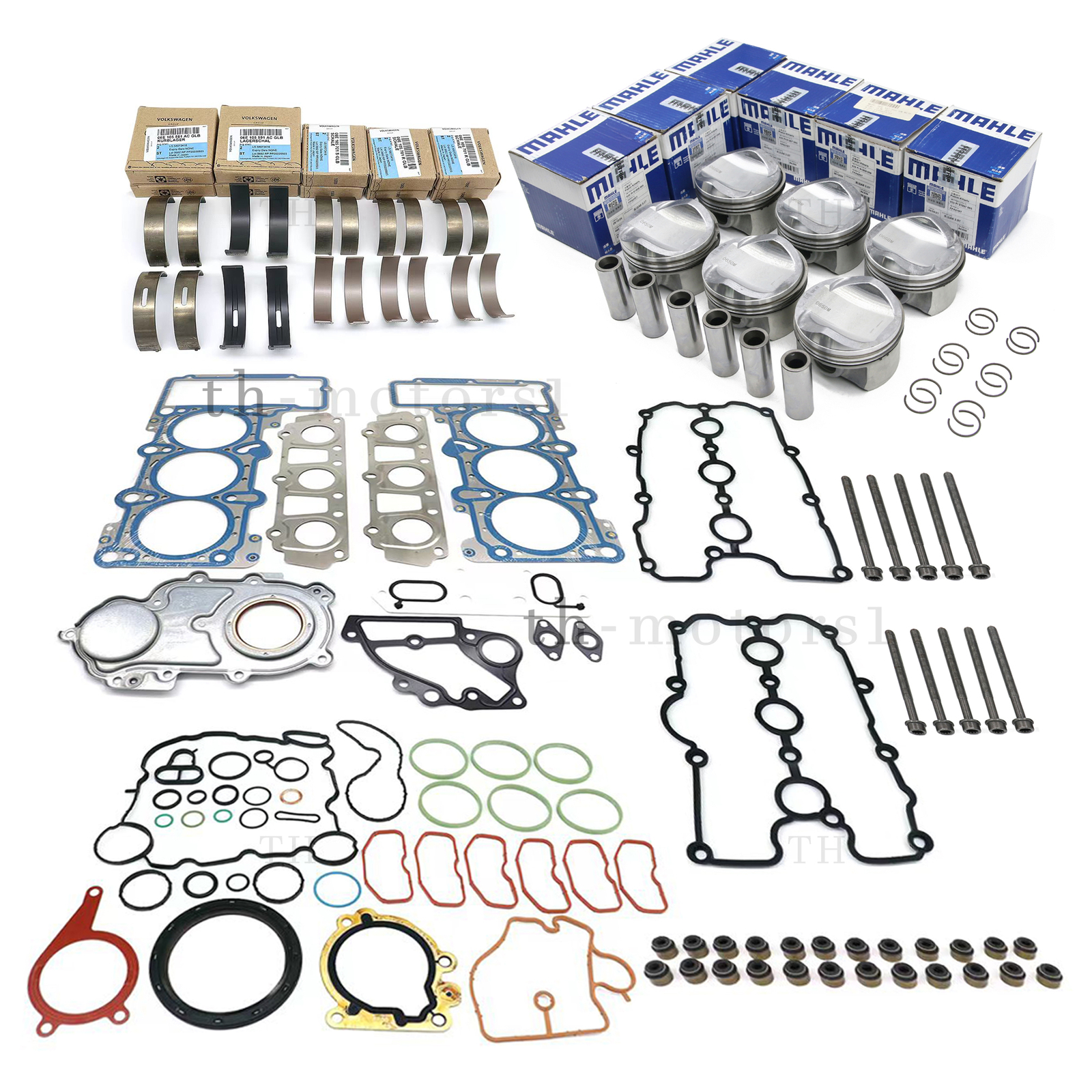 OEM Engine Pistons Gaskets Overhaul Rebuild Kit For 3.0T VW Audi S5 C6 ...