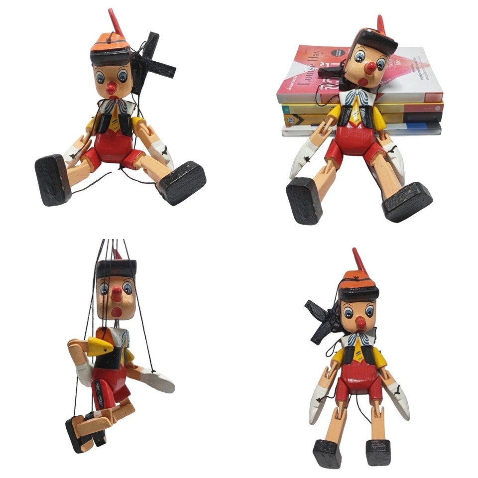 Pinocchio Handmade Wood Marionette Puppet Doll On A String Toy 10" Tall ...