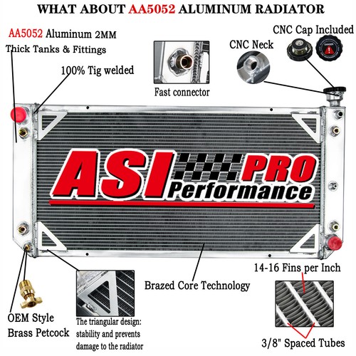 4 Row Radiator fit 88-93 Chevy C1500/2500 /3500 6.2L V8 34"x17"Core NEW ...