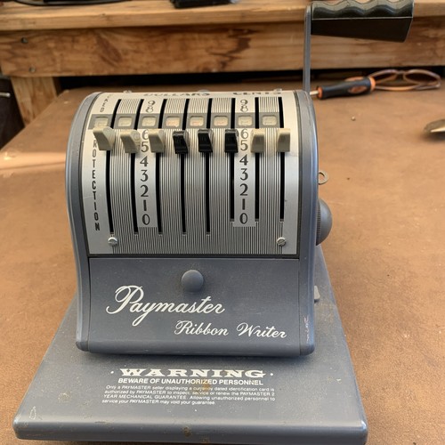 Vintage Paymaster Ribbon Writer 8000B Check Writer with Key and ...
