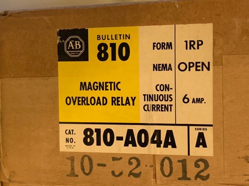 Allen-Bradley 810-A04A Magnetic Overload Relay With Dashpot Fluid NIB ...