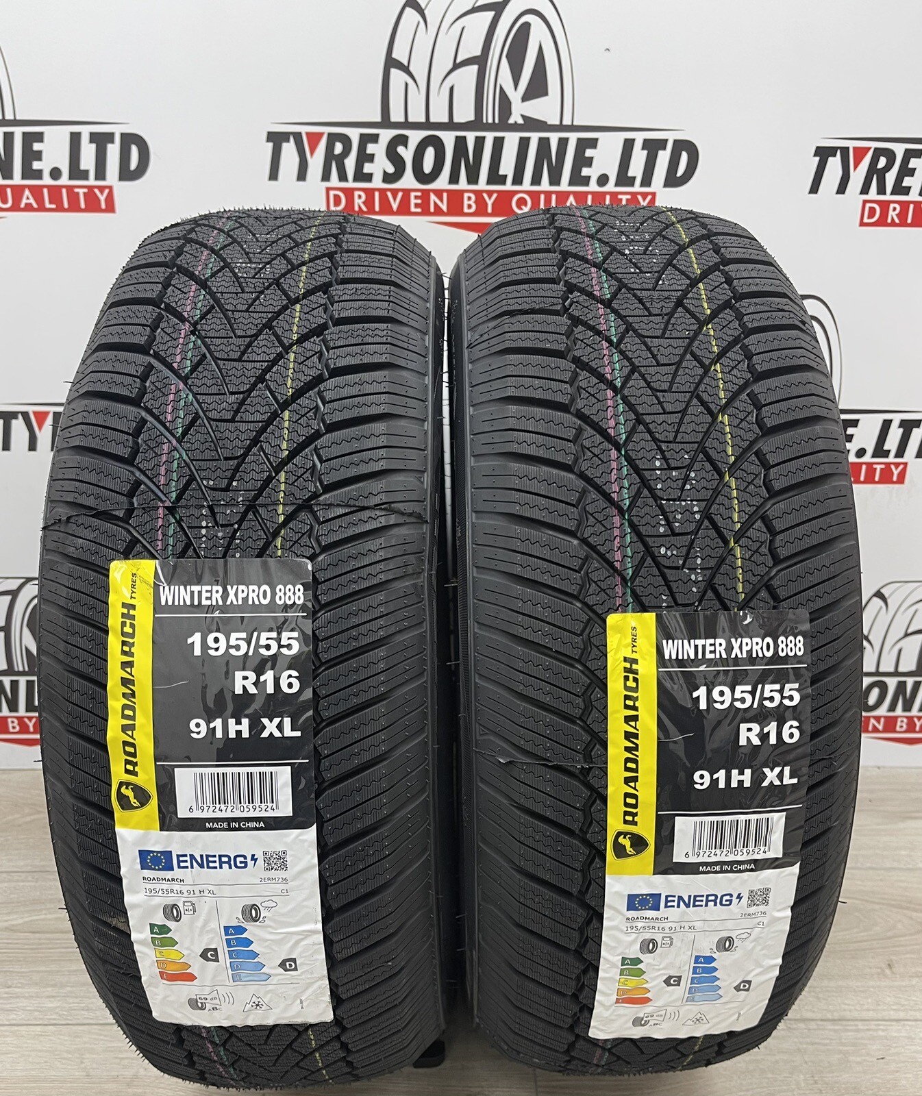 2 X 195 55 16 ROADMARCH WINTER TYRES M+S 91H XL 195/55R16 BRAND NEW ️ ...